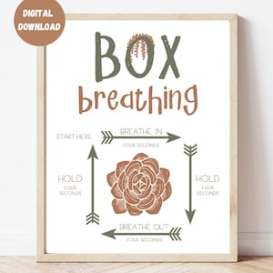 Box Breathing Poster, Square Breathing Poster, Breathing Poster - Etsy