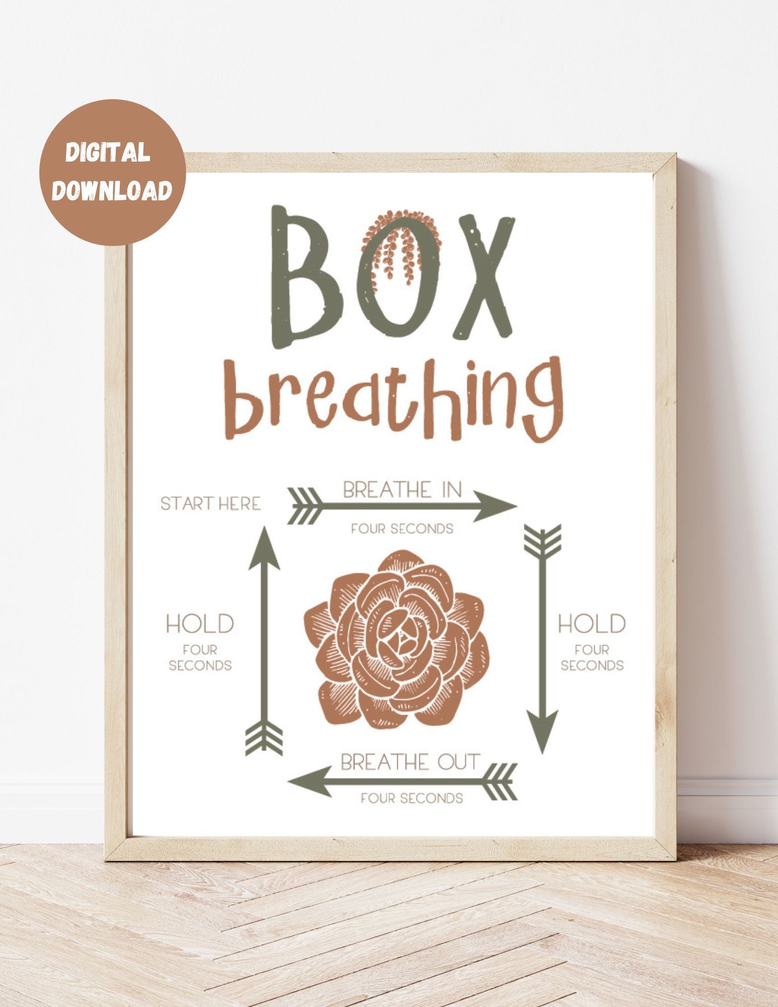 Box Breathing Poster, Square Breathing Poster, Breathing Poster - Etsy