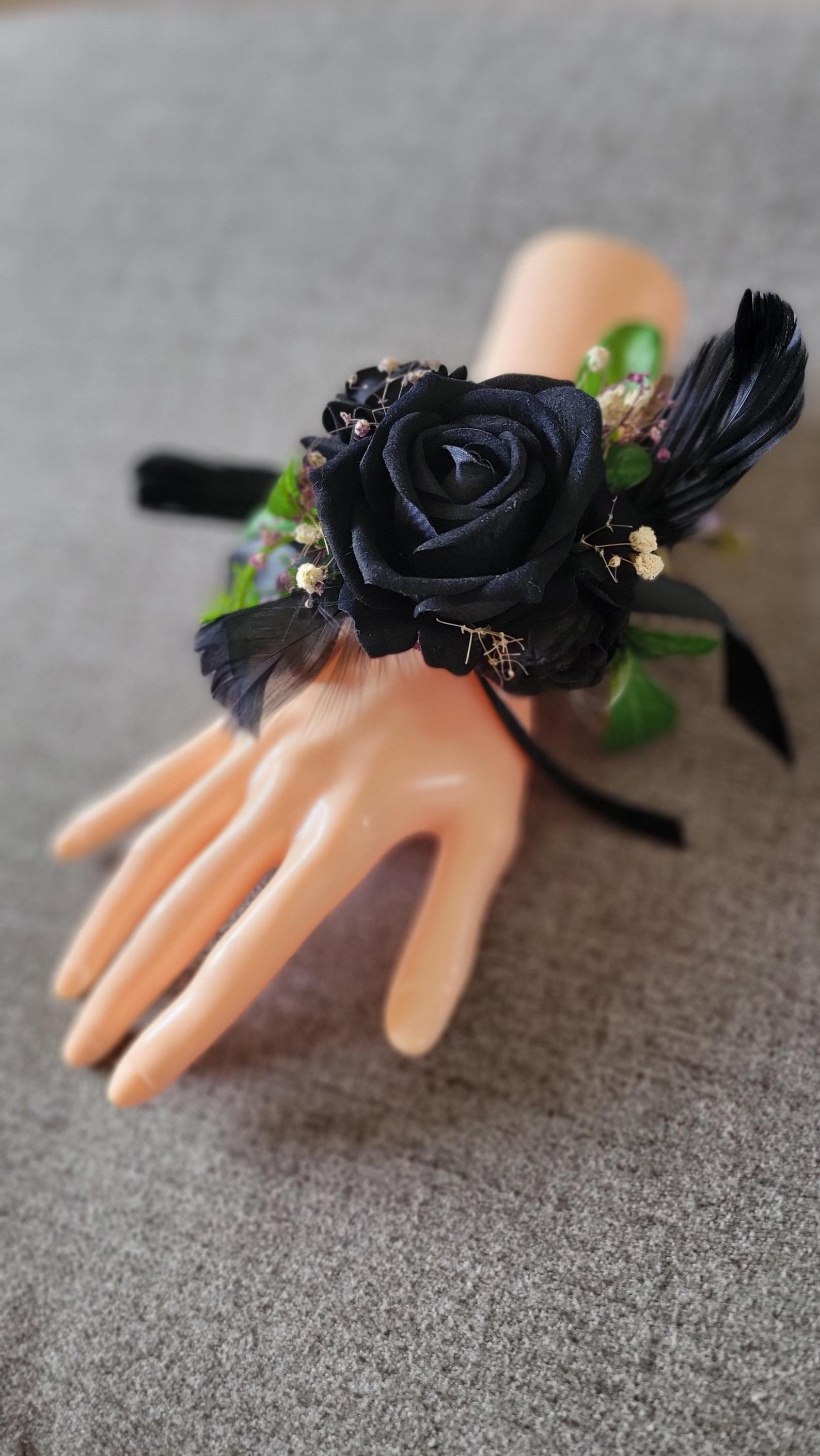 Gothic Black Rose,wedding Corsage,prom Wrist Corsage,corsage for Wrist ...