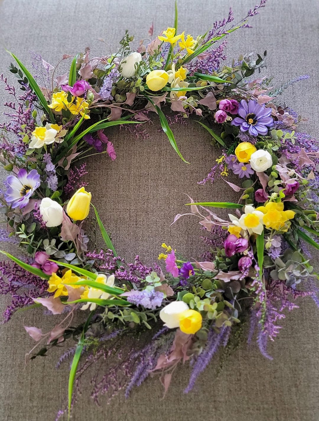 The Spring/easter Wreath Purples,easter Wreath,wreath for Front Door ...