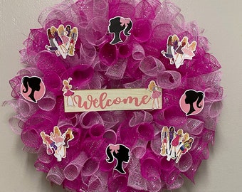 Barbie Silhouette Pink and Black Deco Mesh Wreath/barbie - Etsy