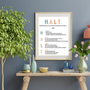 HALT Technique Poster, DBT Poster, Psychology Poster, Therapy Office ...