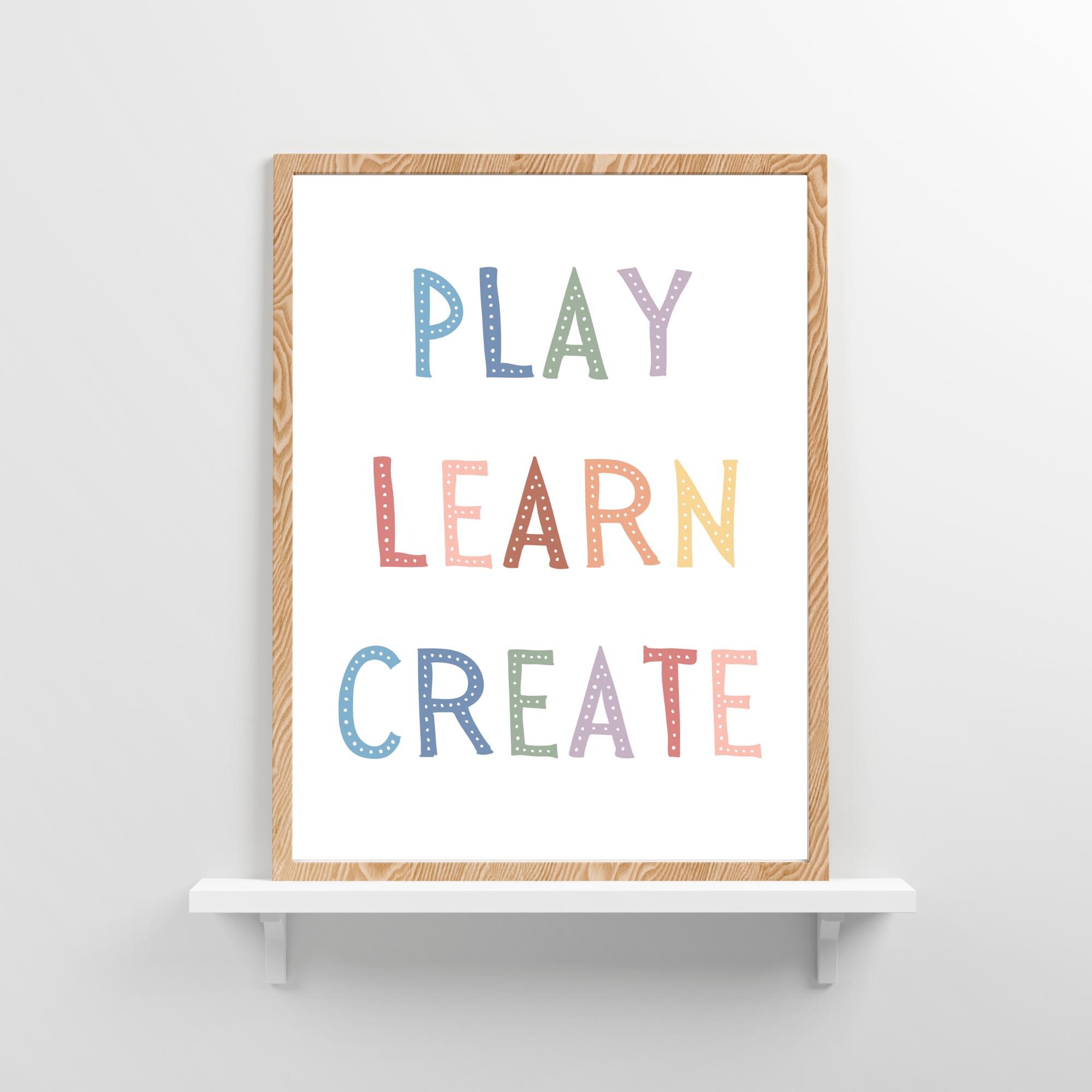 Play Learn Create Poster, Playroom Sign, Playroom Poster, Playroom Wall ...