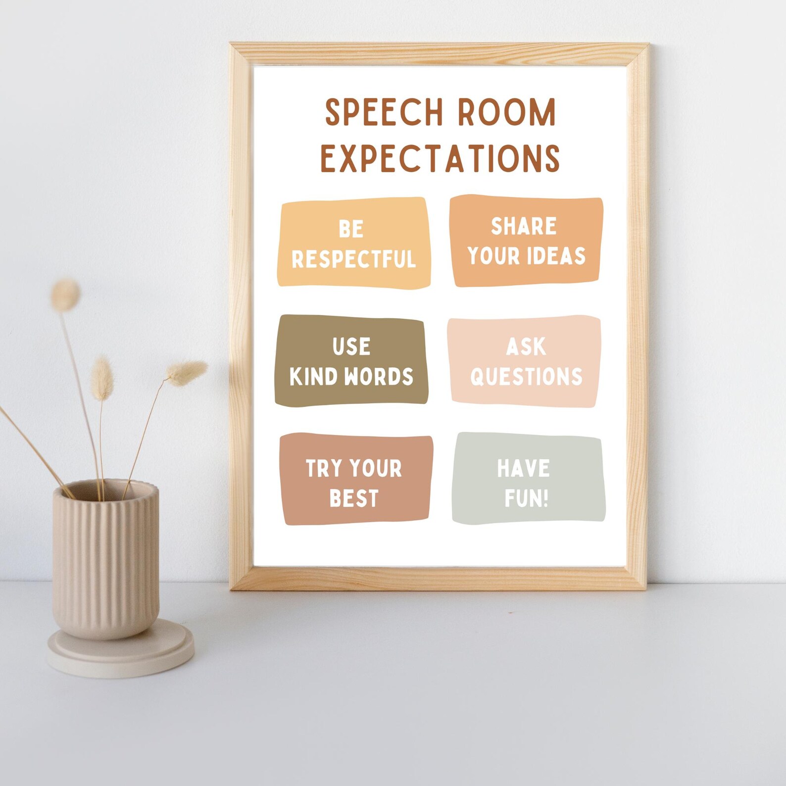 6 Boho Speech Room Posters, Speech Therapy Posters, Speech Classroom ...