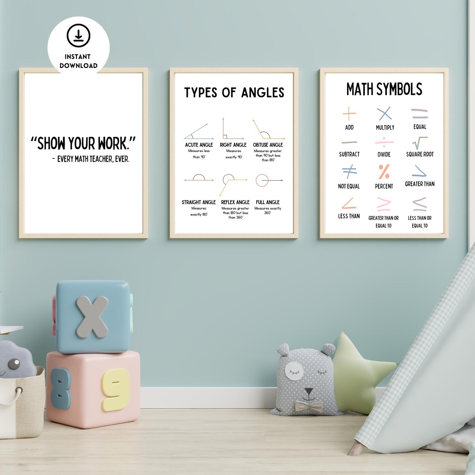 5 Math Poster Bundle, Math Classroom Poster, Math Teacher Gift ...