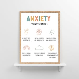 Anxiety Coping Statements Poster, Coping Skills, Therapy Room Decor ...