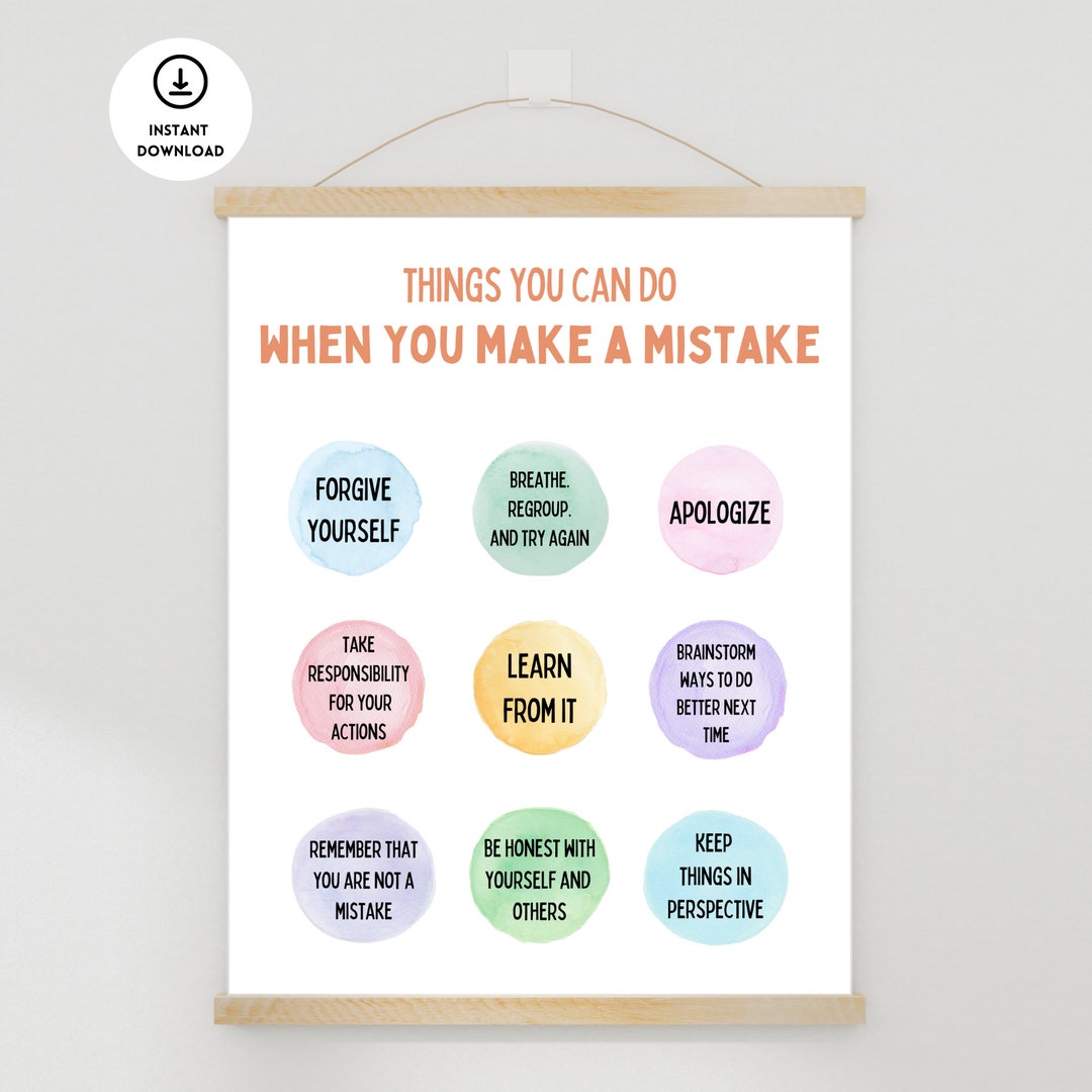 Mistake Poster, Therapy Office Decor, Counseling Office, School ...