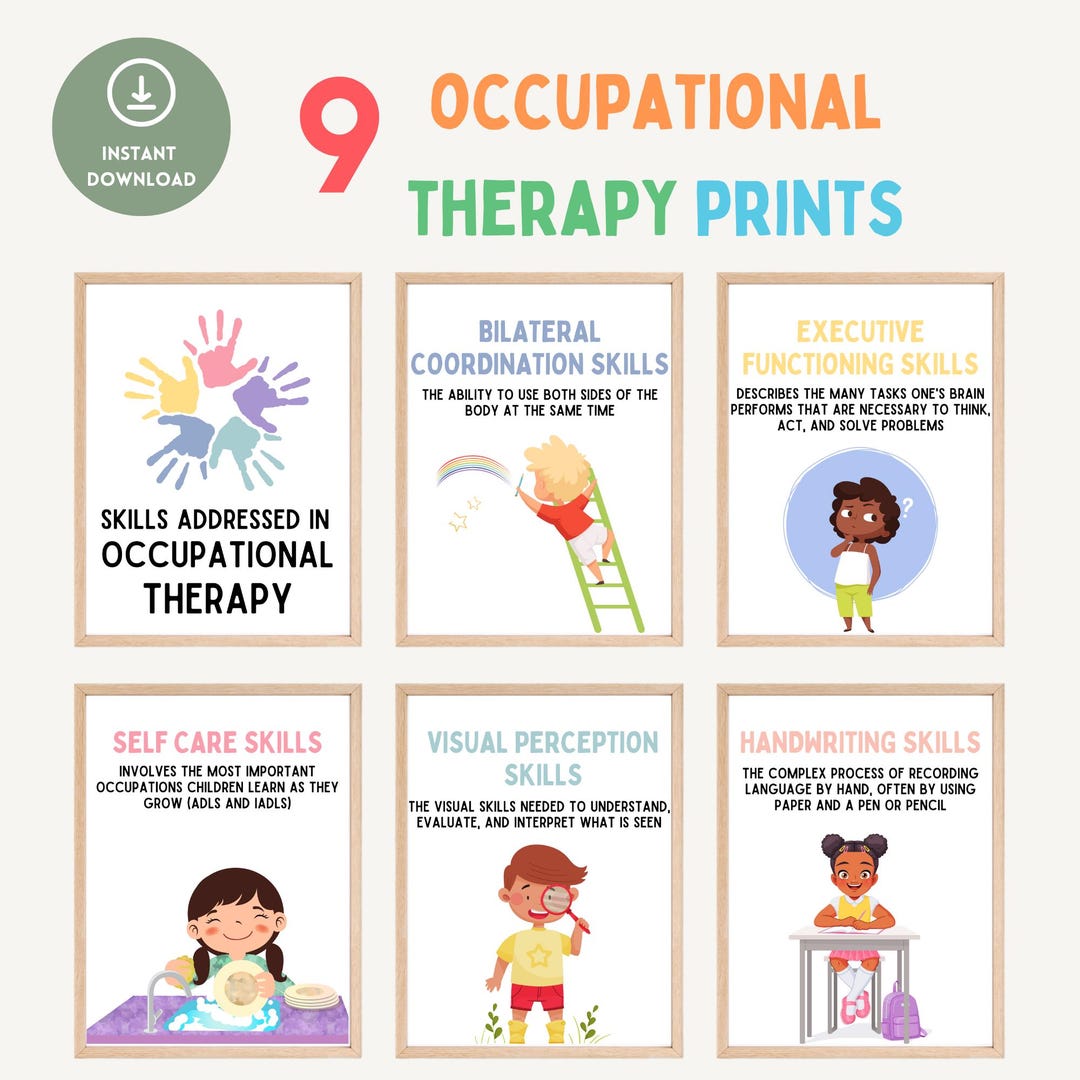 Skills Addressed in Occupational Therapy Posters, Occupational Therapy ...