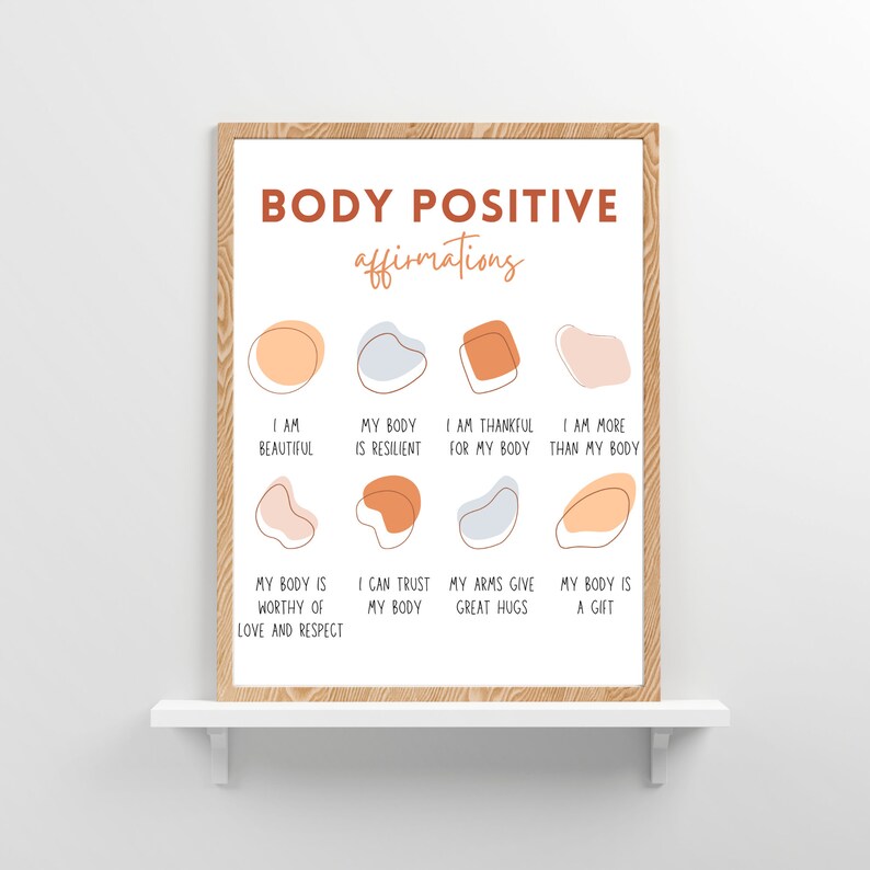 Body Positive Affirmations Poster, Therapy Office Decor, Psychology ...