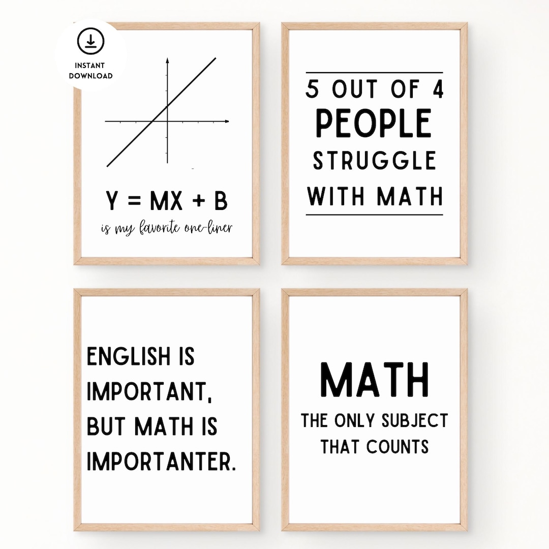 4 Math Poster Bundle, Math Classroom Decor, Funny Math Posters, Math ...