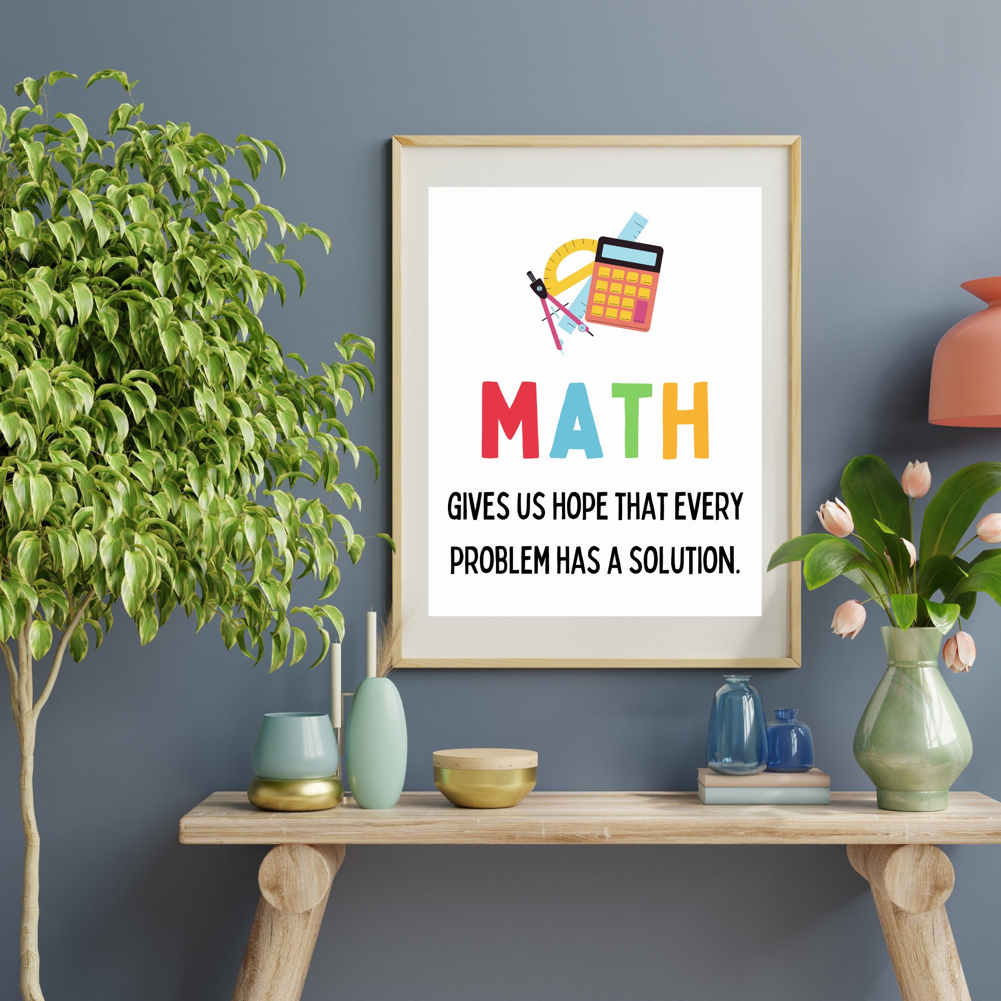 Math Gives Us Hope Poster, Math Poster, Math Wall Art, Math Classroom ...