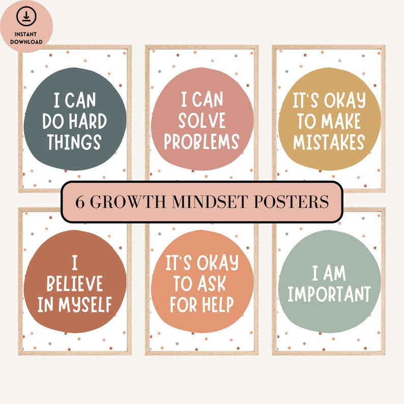 Growth Mindset Poster, Kids Affirmations Wall Art, Boho Classroom Decor ...