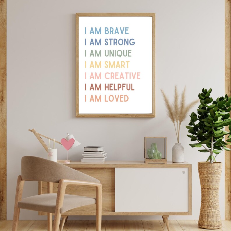 Affirmations for Kids, Playroom Wall Decor, Boho Classroom Decor ...
