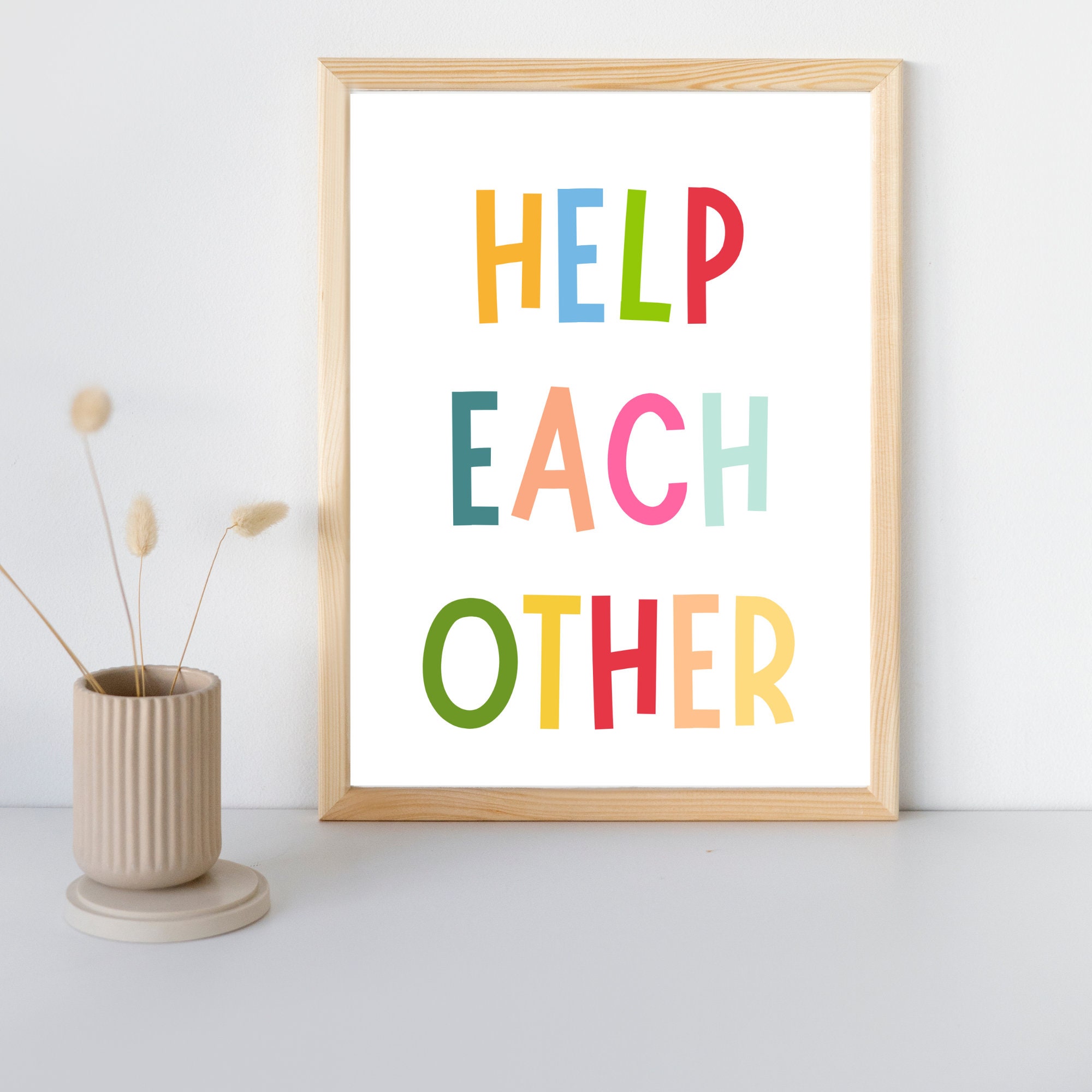 Help Each Other Poster Kid Printable Playroom Decor - Etsy