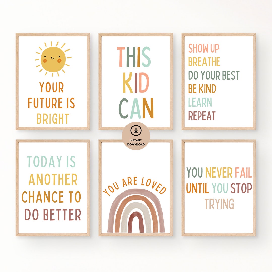 Boho Classroom Poster Bundle, 6 Kid Room Posters, Kid Room Decor ...