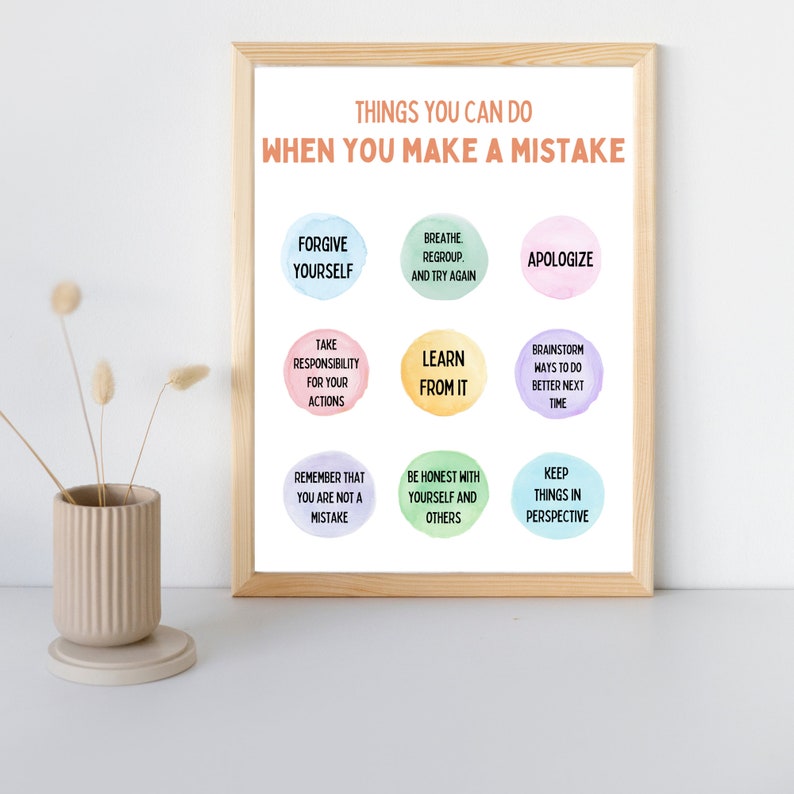 Mistake Poster, Therapy Office Decor, Counseling Office, School ...