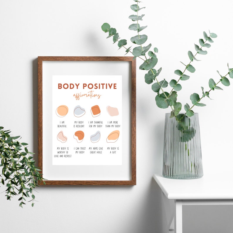 Body Positive Affirmations Poster, Therapy Office Decor, Psychology ...