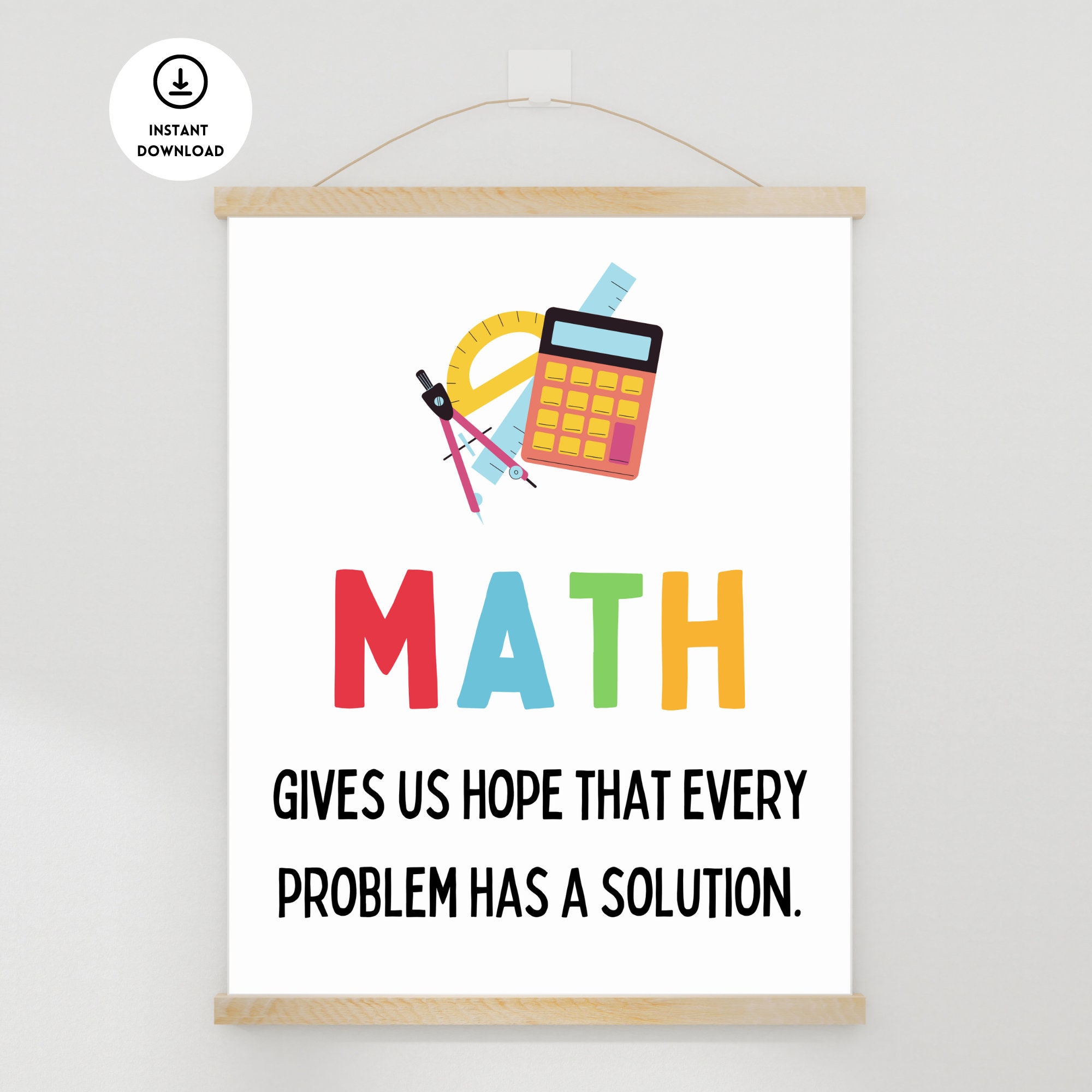 Math Gives Us Hope Poster, Math Poster, Math Wall Art, Math Classroom ...