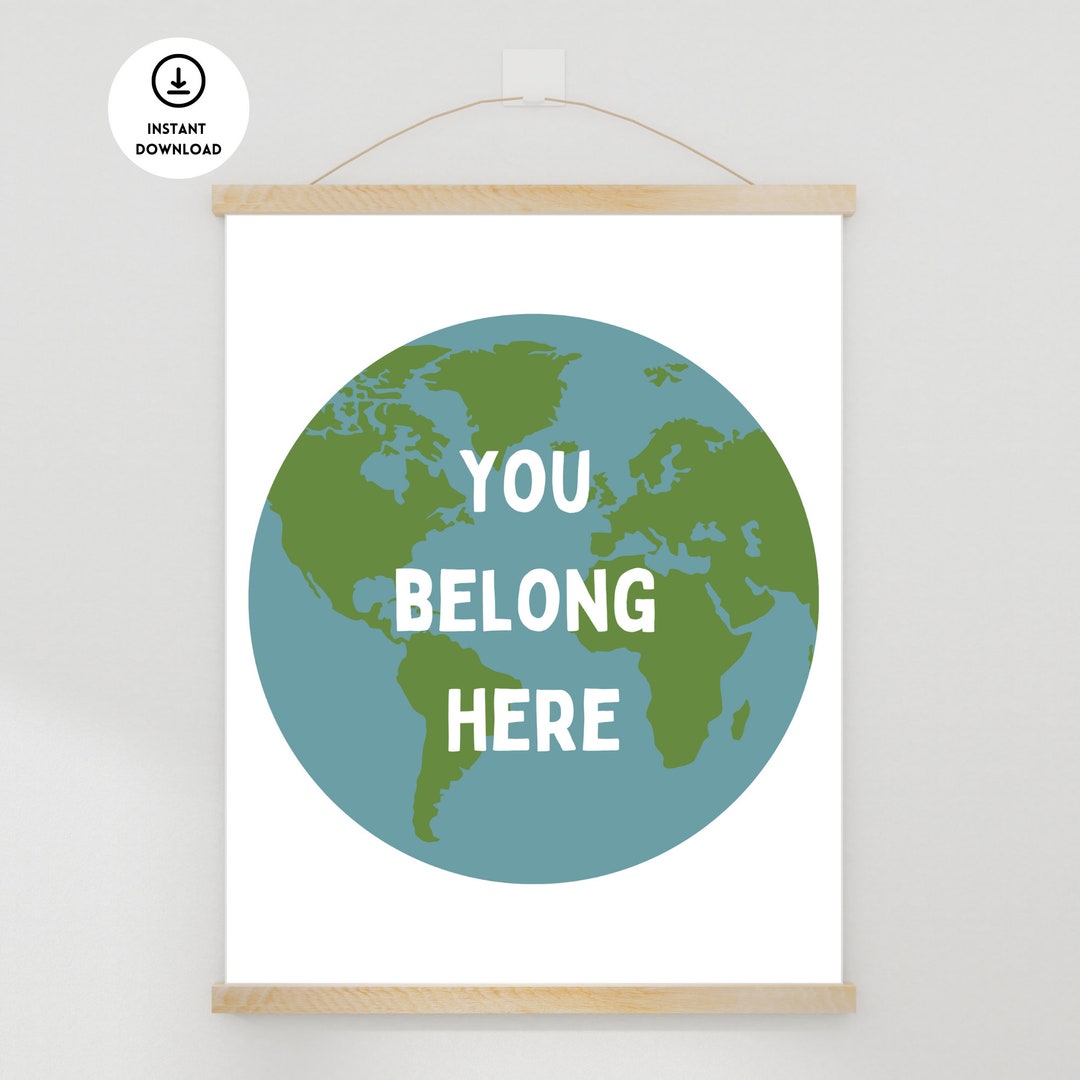 You Belong Here Poster, You Matter, Mental Health Poster, Playroom Wall ...