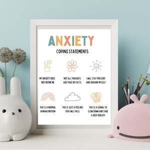 Anxiety Coping Statements Poster, Coping Skills, Therapy Room Decor ...