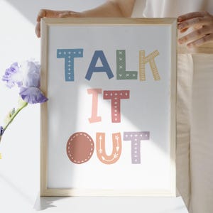 Talk It Out, Mental Health Poster, Therapy Office Decor, School ...
