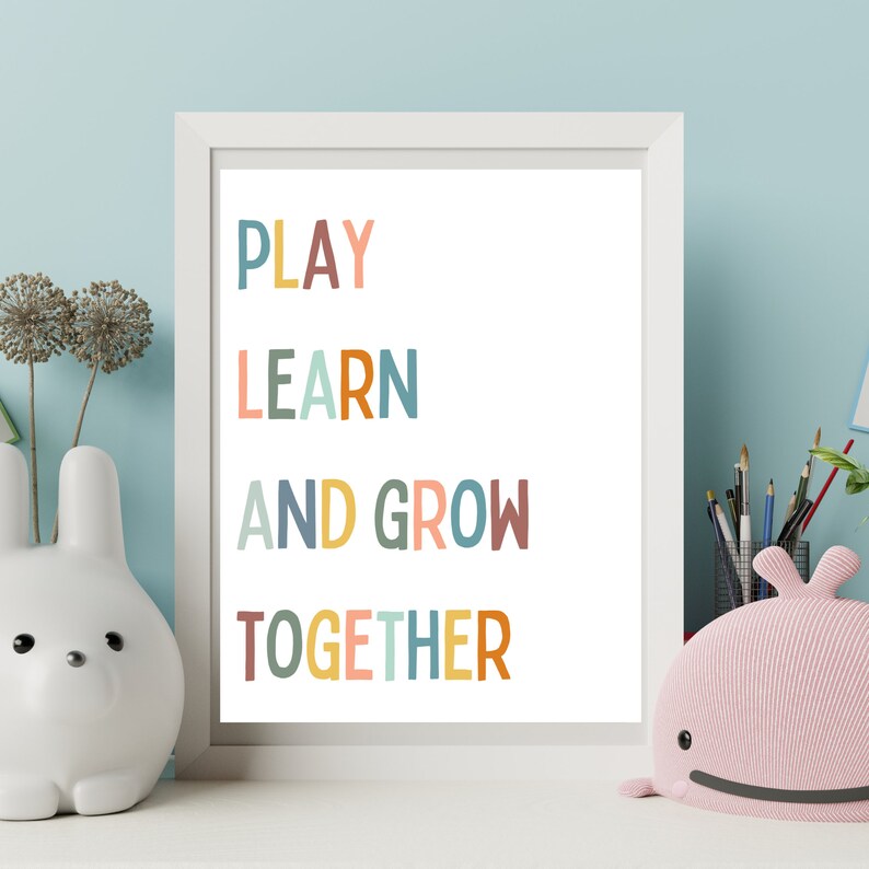 Play Learn and Grow Together Poster, Playroom Decor, Child Art ...
