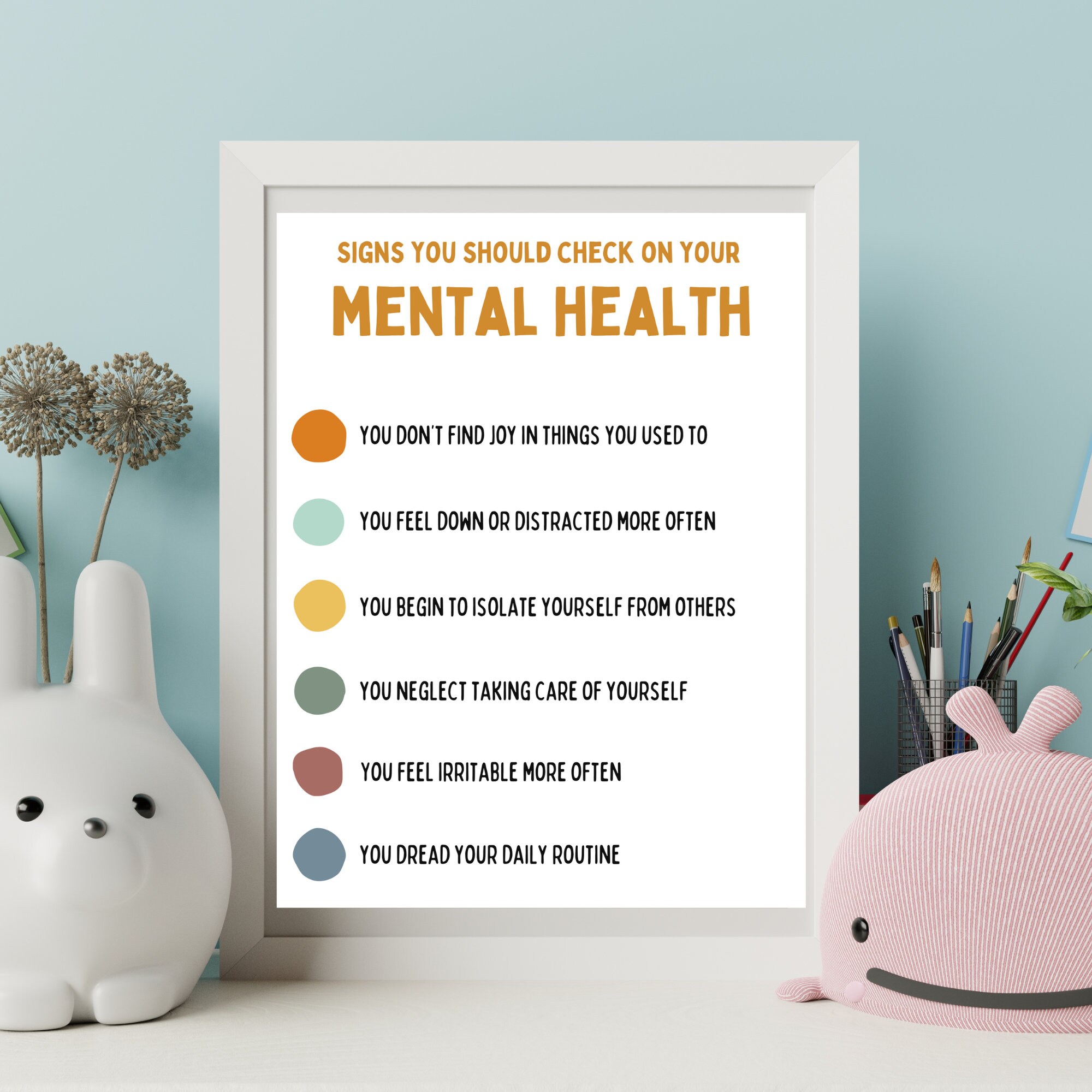 Mental Health Check in Poster, Mental Health Poster, Therapy Office ...