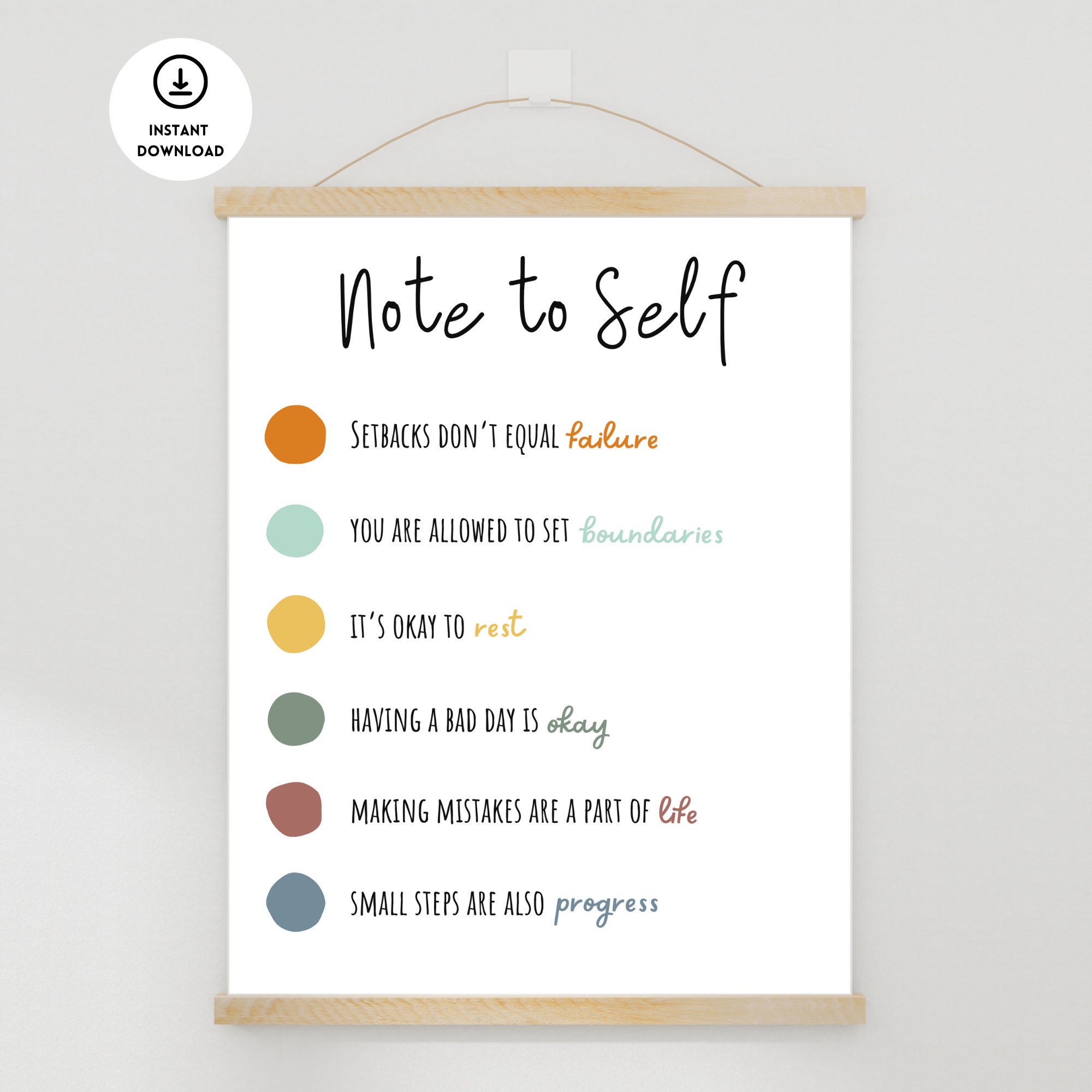 Note to Self Poster Therapy Office Decor Mental Health - Etsy