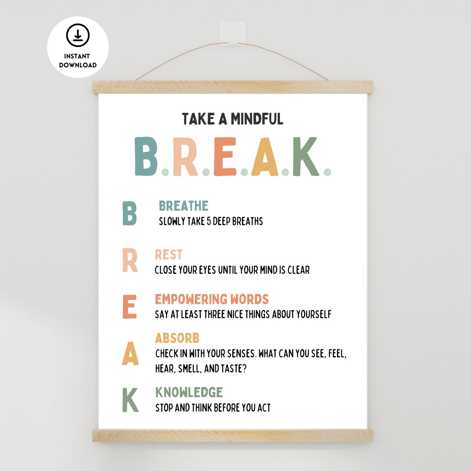 BREAK Technique Poster, Therapy Poster, DBT, Mental Health Poster ...