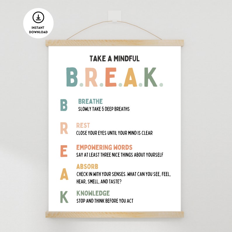 BREAK Technique Poster, Therapy Poster, DBT, Mental Health Poster ...
