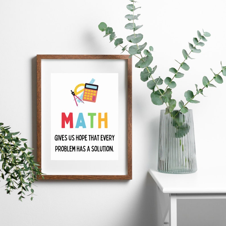 Math Gives Us Hope Poster, Math Poster, Math Wall Art, Math Classroom ...