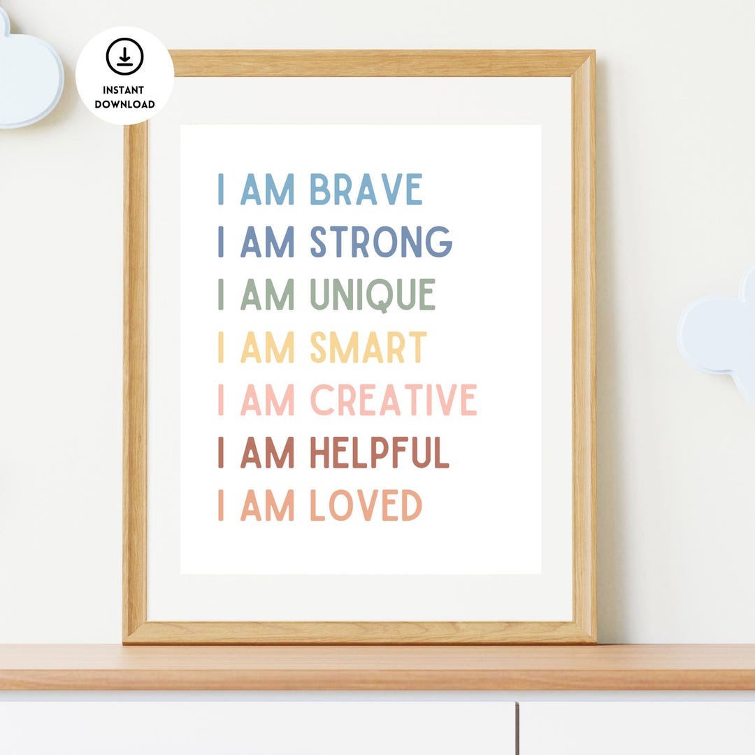 Affirmations for Kids, Playroom Wall Decor, Boho Classroom Decor ...