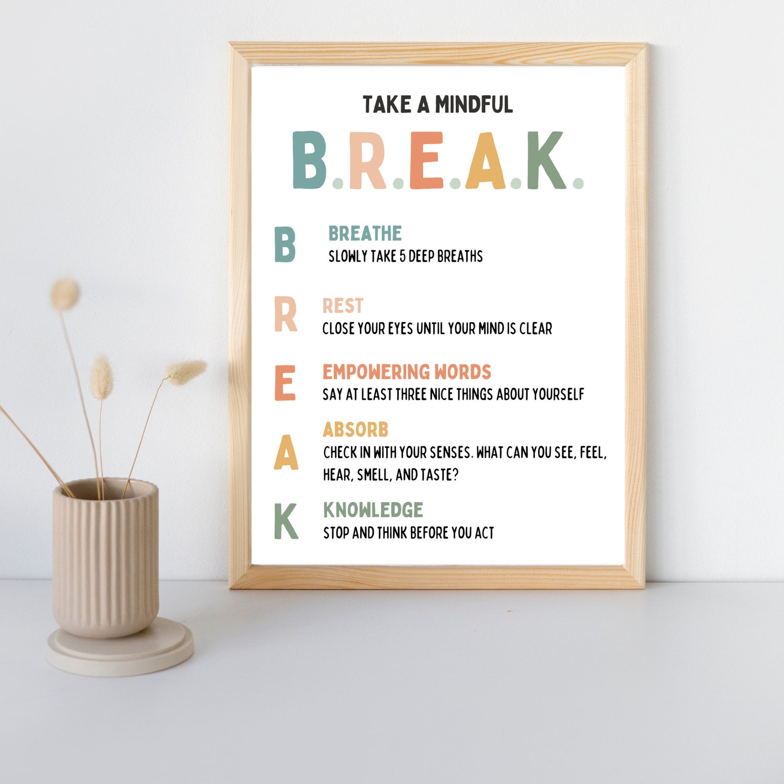 BREAK Technique Poster, Therapy Poster, DBT, Mental Health Poster ...