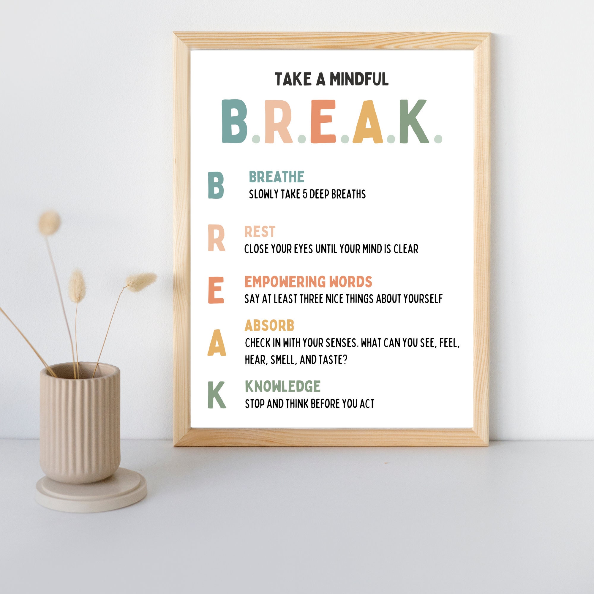 BREAK Technique Poster, Therapy Poster, DBT, Mental Health Poster ...