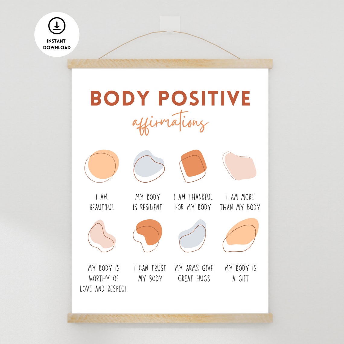 Body Positive Affirmations Poster, Therapy Office Decor, Psychology ...