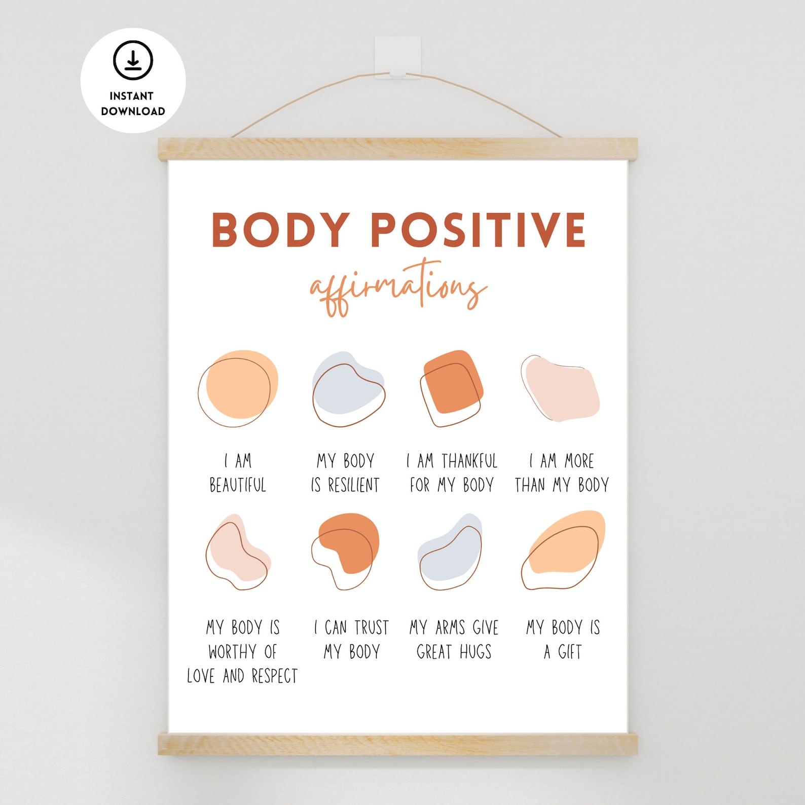 Body Positive Affirmations Poster, Therapy Office Decor, Psychology ...