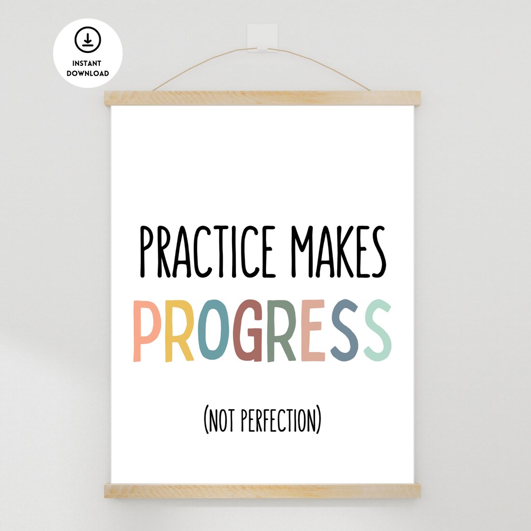 Practice Makes Progress Print, Playroom Wall Art, Progress Over ...