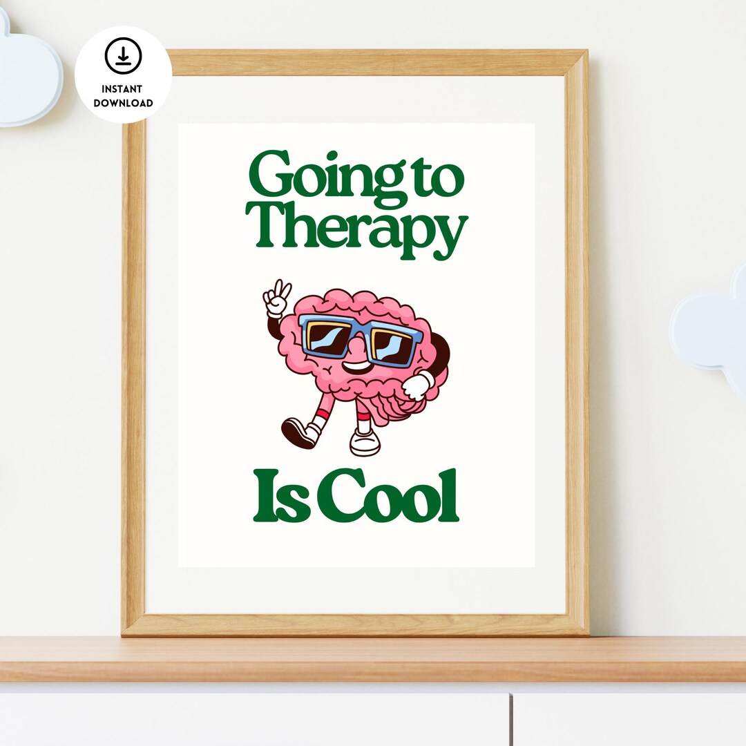 Retro Therapy is Cool Poster, Therapy Office Decor, Counselor Office ...