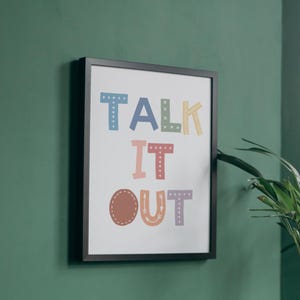 Talk It Out, Mental Health Poster, Therapy Office Decor, School ...