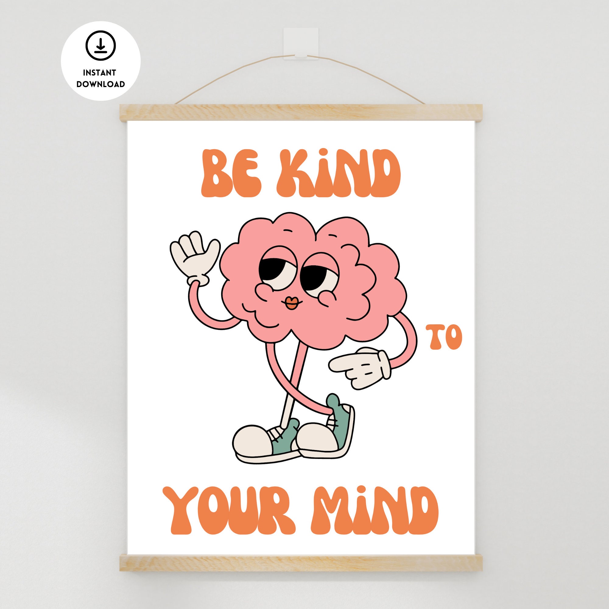 Retro Be Kind to Your Mind Poster, Psychology Poster, Counseling Wall ...