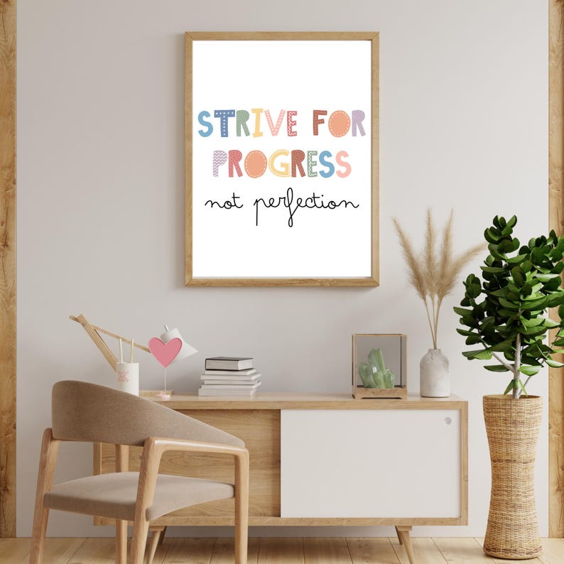 Strive for Progress Not Perfection, Mental Health Poster, Therapy ...