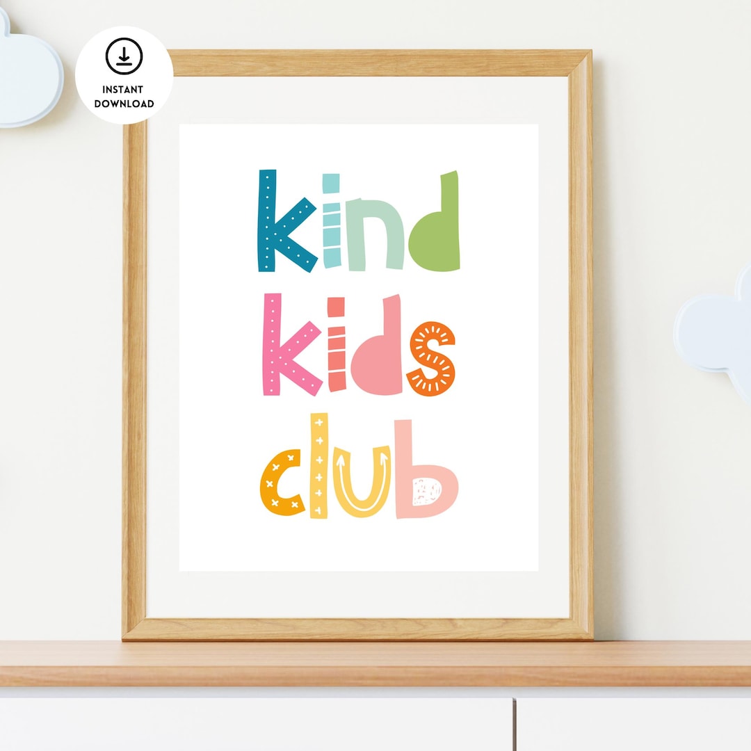 Kind Kids Club, Its Cool to Be Kind, Playroom Poster, Playroom Wall Art ...