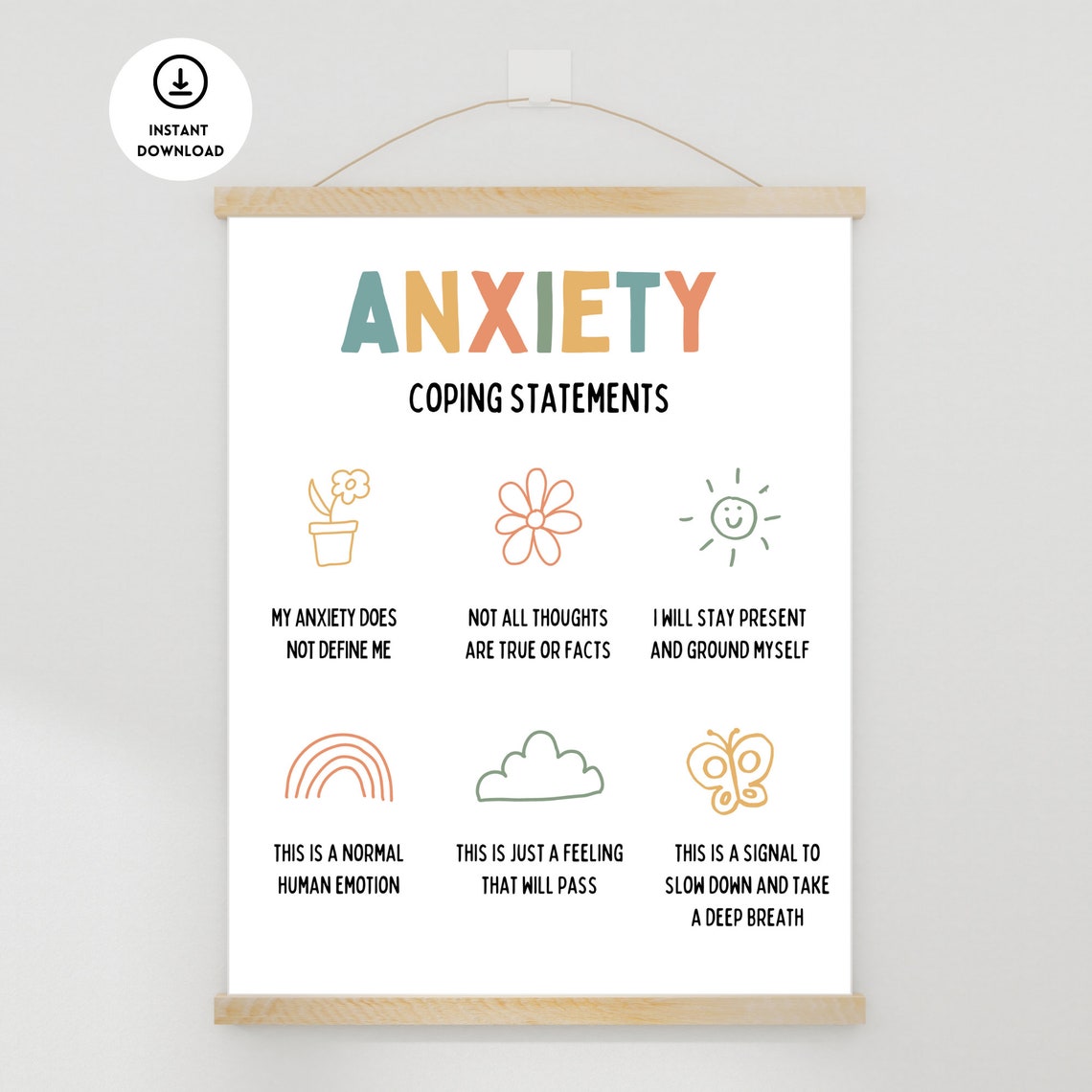 Anxiety Coping Statements Poster Coping Skills Therapy Room - Etsy