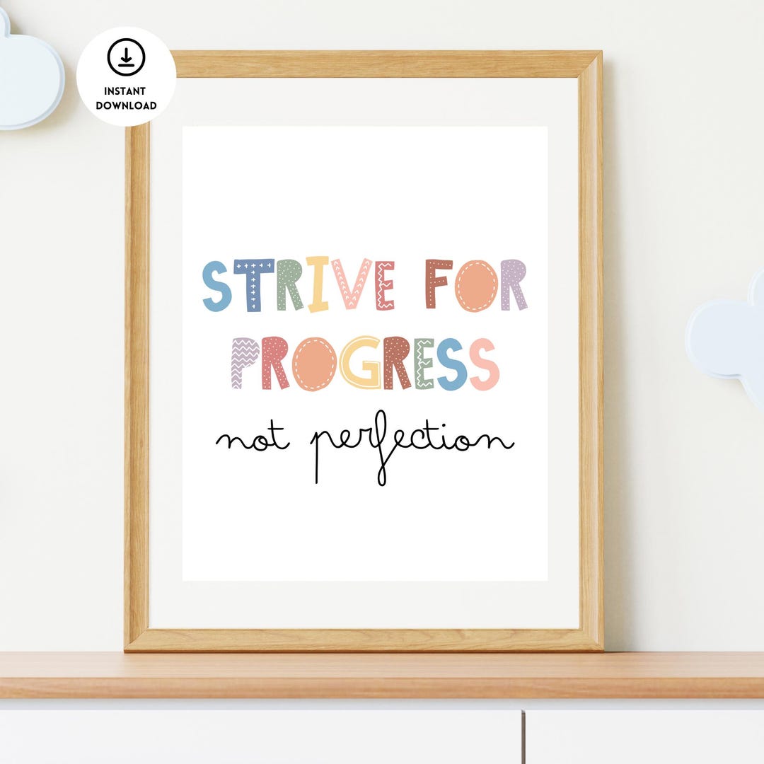 Strive for Progress Not Perfection, Mental Health Poster, Therapy ...