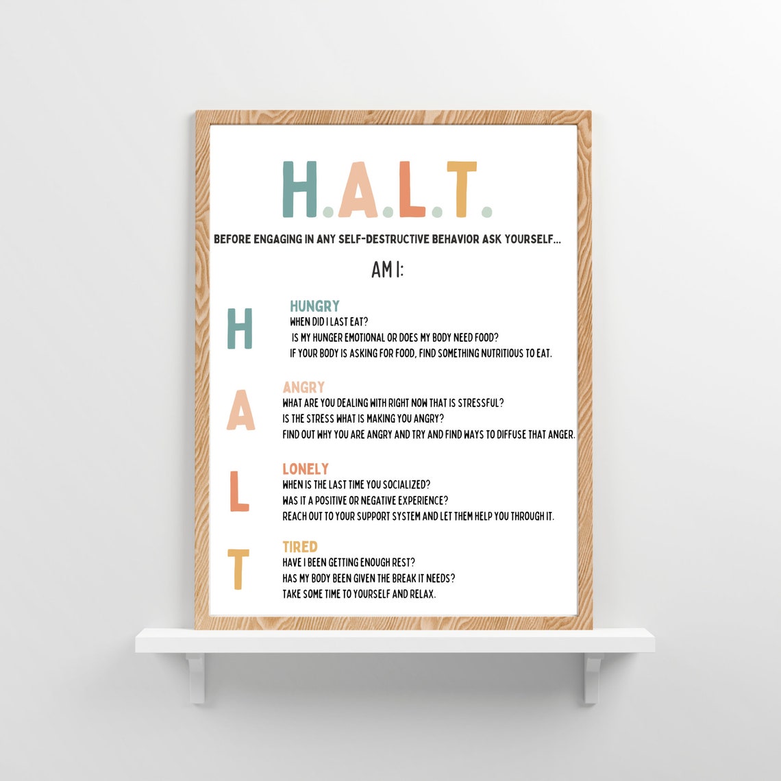 HALT Technique Poster, DBT Poster, Psychology Poster, Therapy Office ...