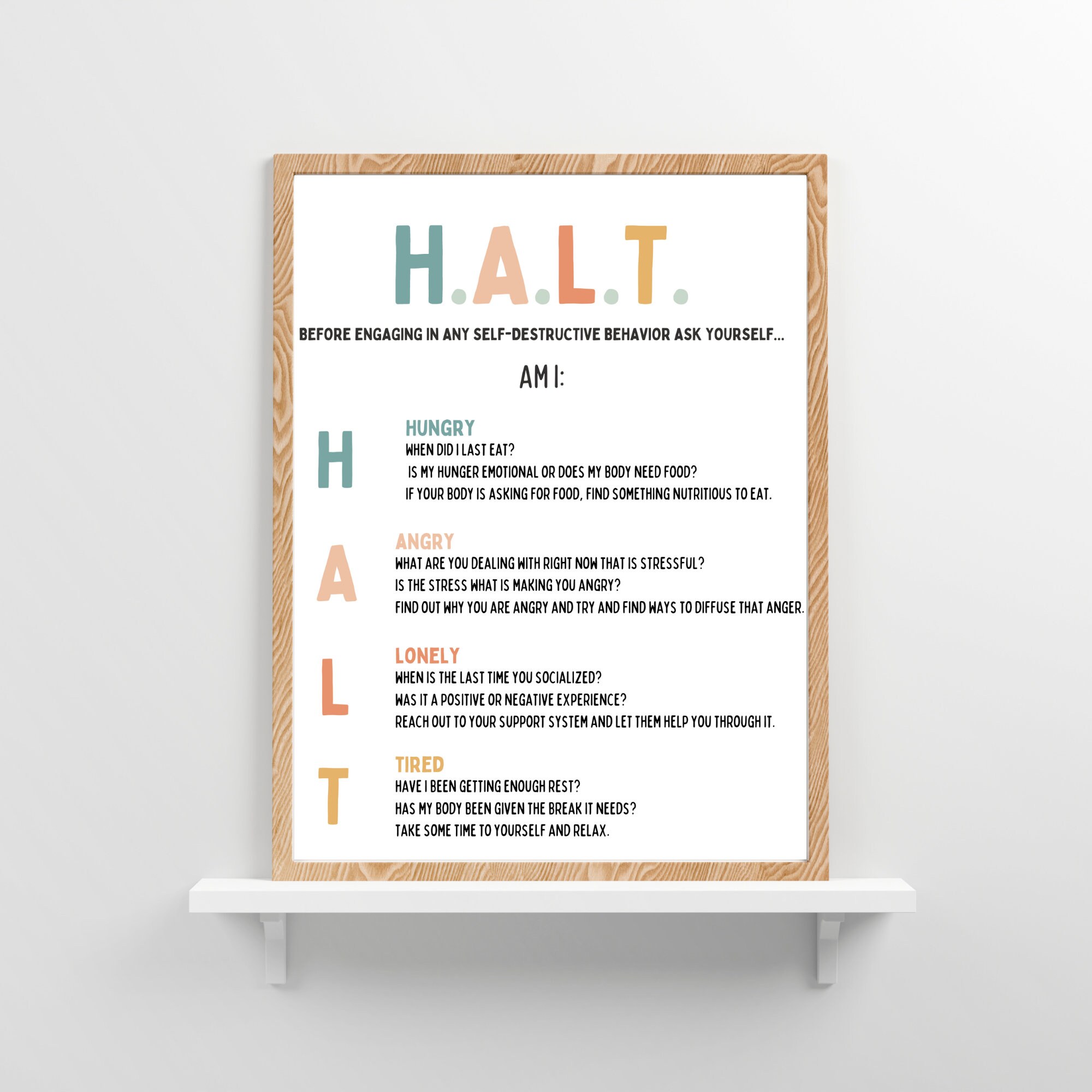 HALT Technique Poster, DBT Poster, Psychology Poster, Therapy Office ...