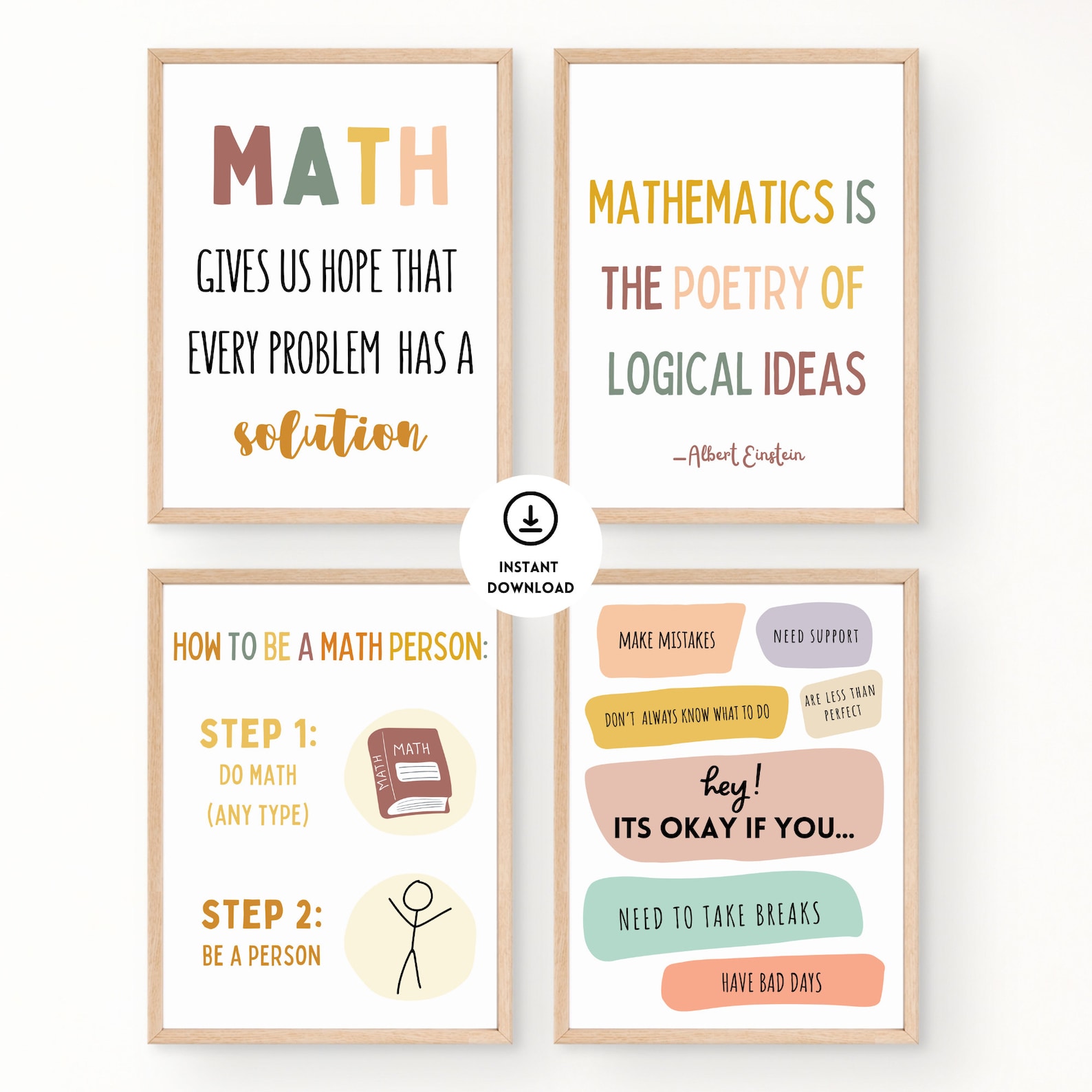 Boho Math Classroom Poster Bundle, Boho Math Decor, Math Wall Art ...