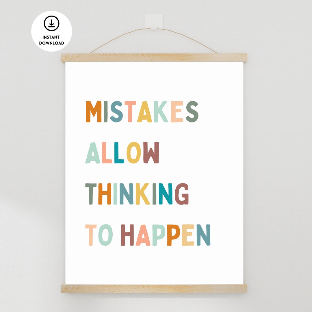 Mistakes Allow Thinking to Happen Poster, Therapy Office Decor ...