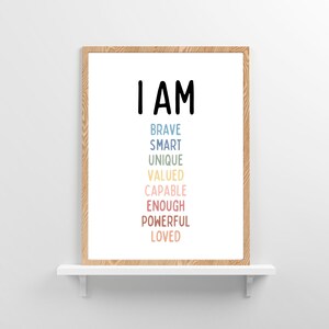 I Can I Am, Kids Affirmations Poster, Kids Motivation Poster, Its Okay ...