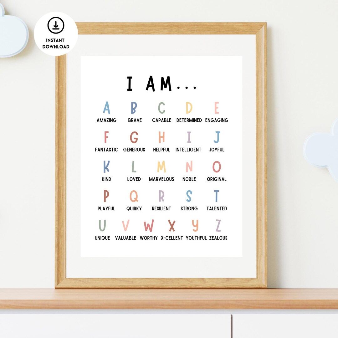 Alphabet Affirmations Poster, Kids Affirmations, Positive Affirmations ...